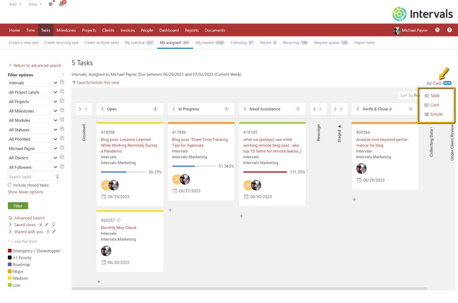 Kanban Board | Intervals Help Instructions