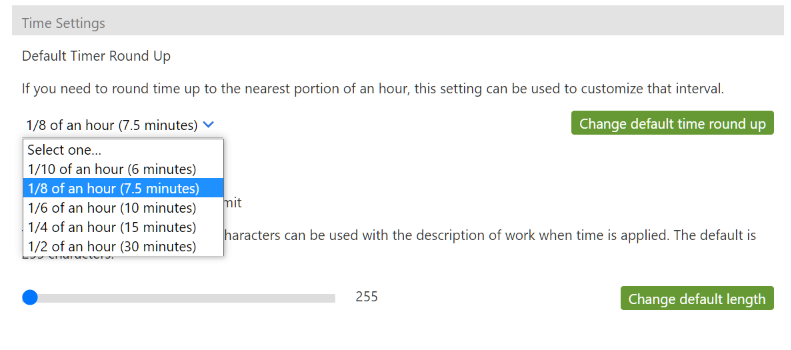 What does the time round up setting control? | Intervals Help Documentation
