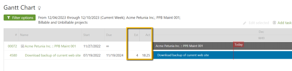 Can you hide the hours on the Gantt chart? | Intervals Help Documentation
